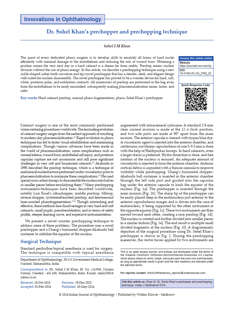 DR Sohel Khan and Prechopping.206 | PDF | Ophthalmology | Surgical Specialties