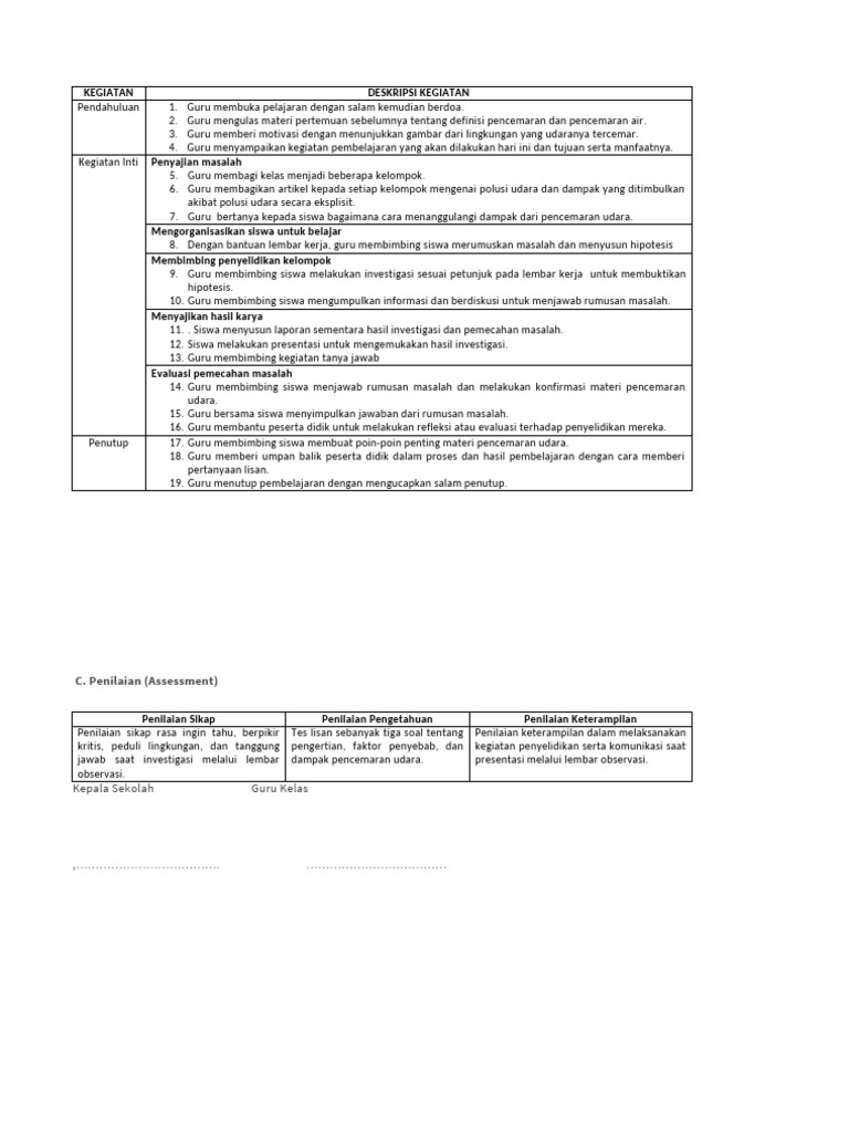 contoh rpp pbl | PDF