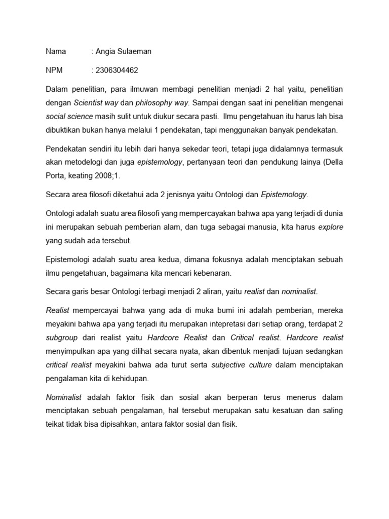 Ringkasan Bab 4 Metode Penelitian | PDF | Ilmu Sosial | Filsafat