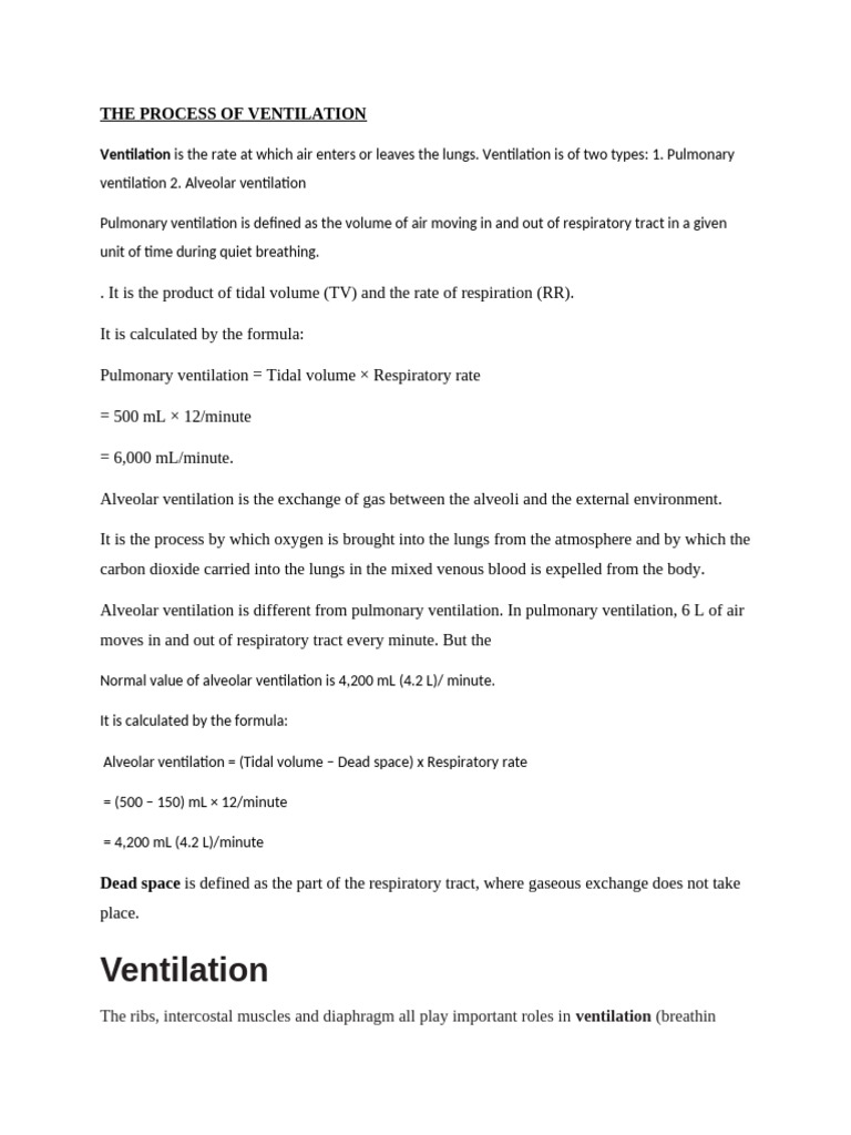 The Process of Ventilation | PDF | Breathing | Respiratory System