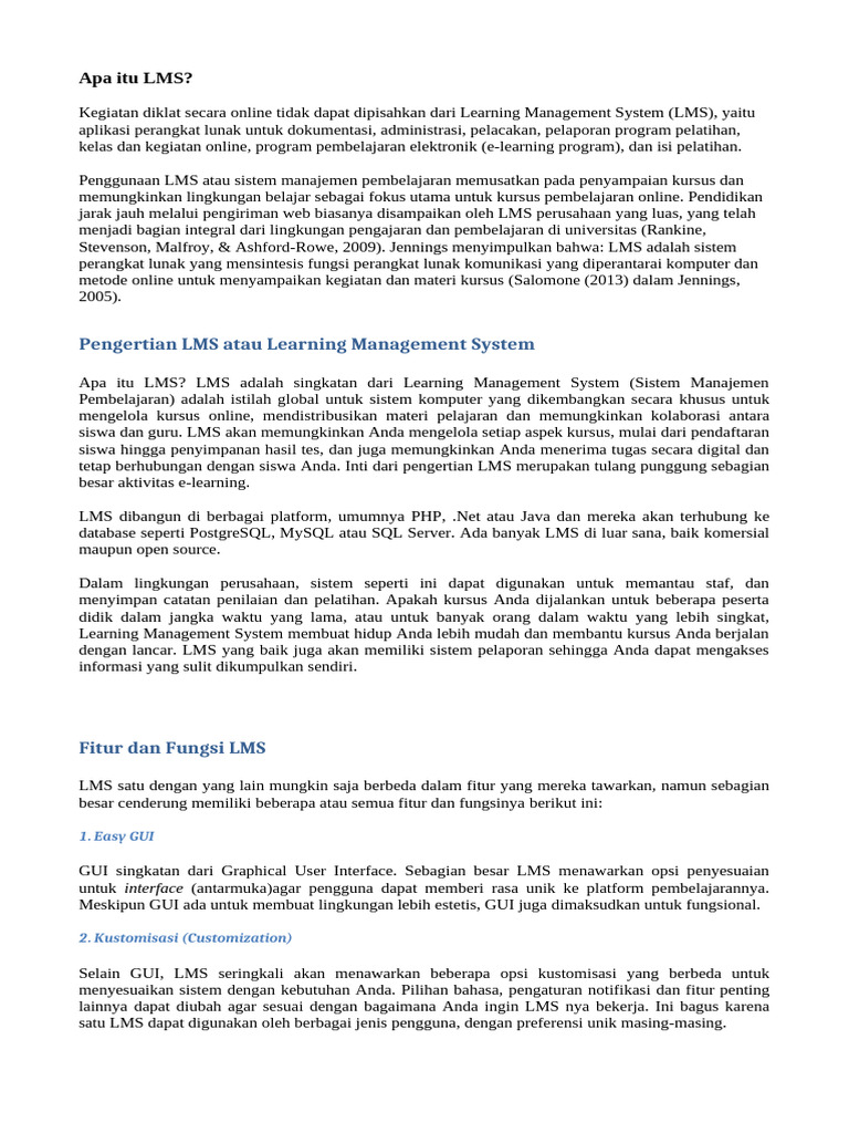Apa Itu LMS. Dan Simulasi Aktivitaas | PDF | Karier & Perkembangan | Bisnis