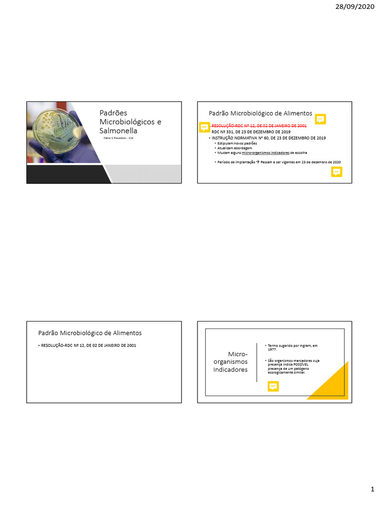Padrões Microbiológicos de Salmonella em Alimentos | PDF | Salmonella ...