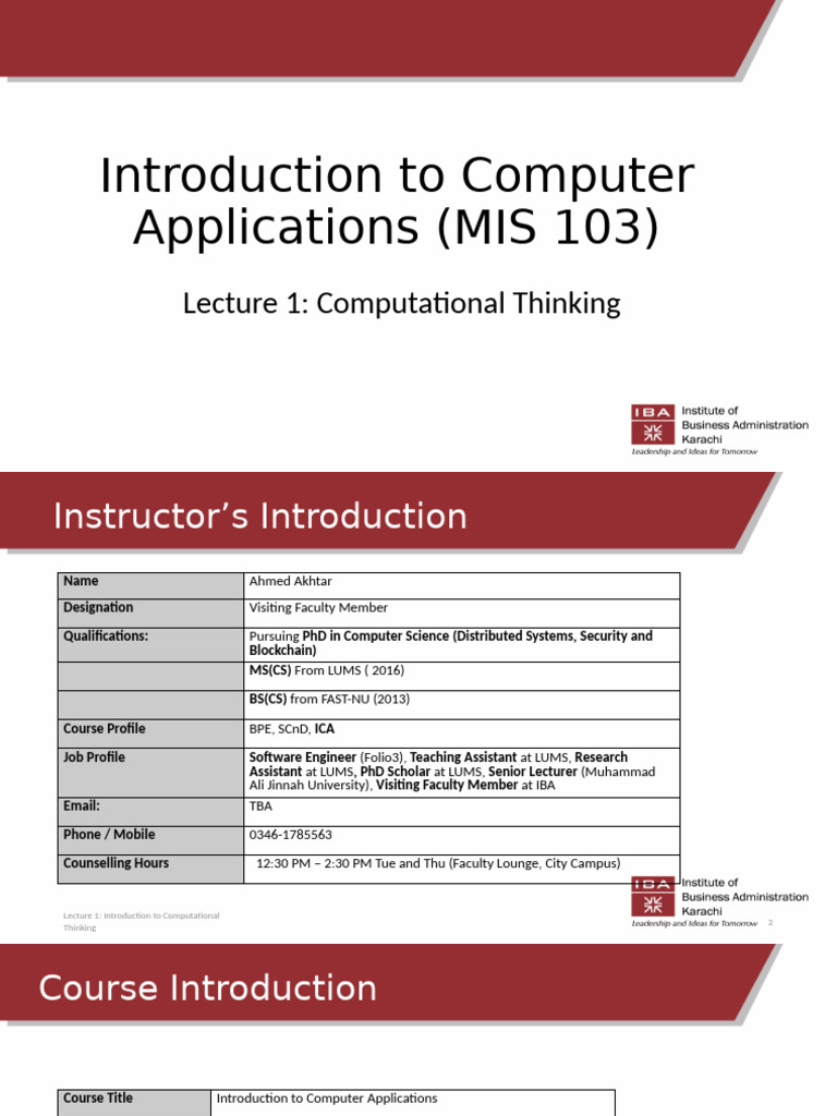 Lecture 1 Introduction To Computational Thinking | PDF | Pattern Recognition | Algorithms