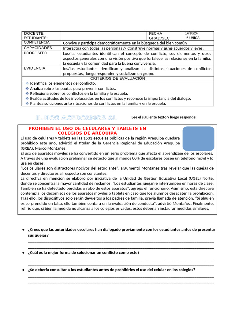 1° DPCC - Actv.01-Und.6 2023 | PDF | Evaluación