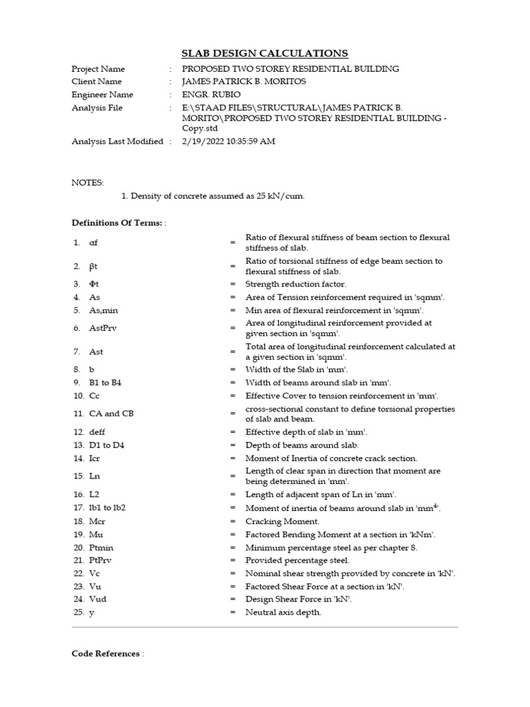 Slab Design Calculation Pdf Beam Structure Solid Mechanics