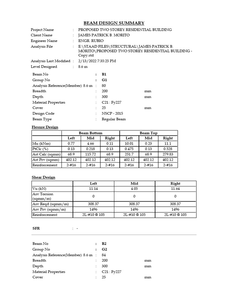 ROOF BEAM DESIGN SUMMARY | PDF | Beam (Structure) | Bending