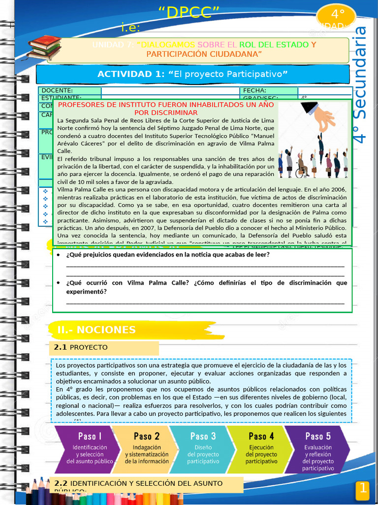 4° DPCC - Actv.02-Unid.7 2023 | PDF | Discriminación | Racismo