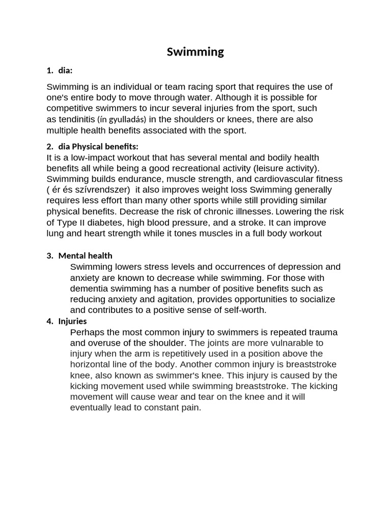 Swimming | PDF | Wellness