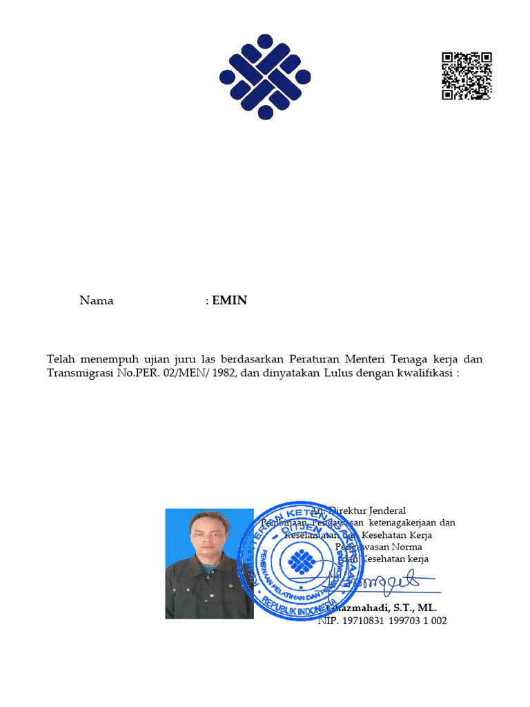 Sertifikat Welder Emin | PDF