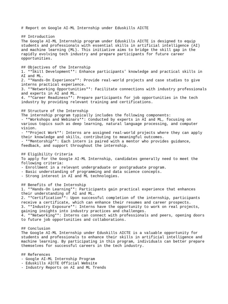AI-ML Internship for Students | PDF | Machine Learning | Artificial ...