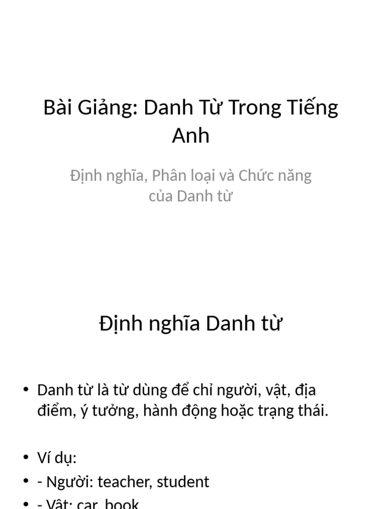 Bai Giang Danh Tu Trong Tieng Anh | PDF