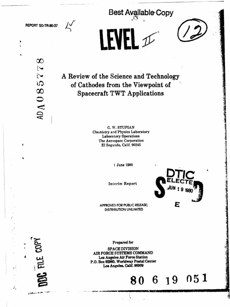 a085778 (Technology of Cathode for space TWT) | PDF | Vacuum Tube | Cathode