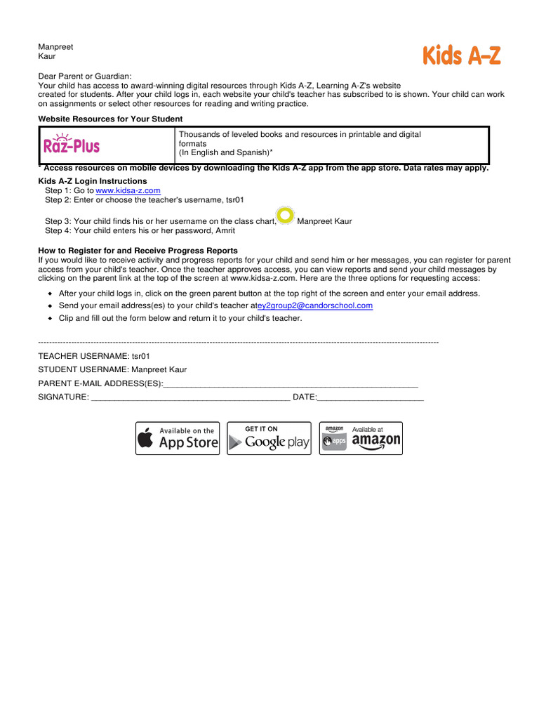 Kids A-Z Access and Progress Guide | PDF