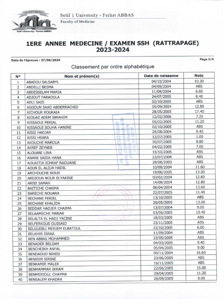 PV Rattrapage 1ere Annee 2023 2024 S S H | PDF