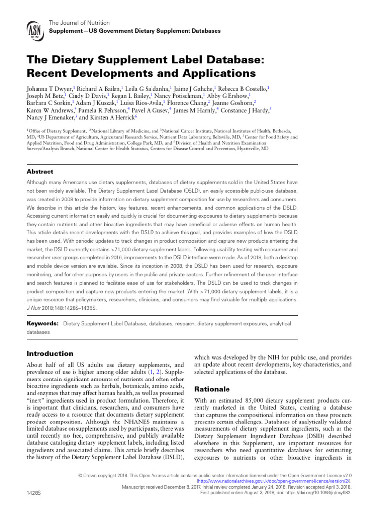 001 The Dietary Supplement Label Database | PDF | Dietary Supplements ...