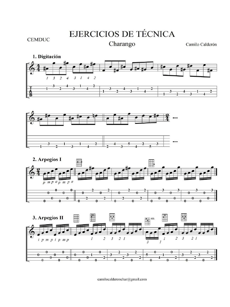 Ejercicios de Tecnica Charango | PDF