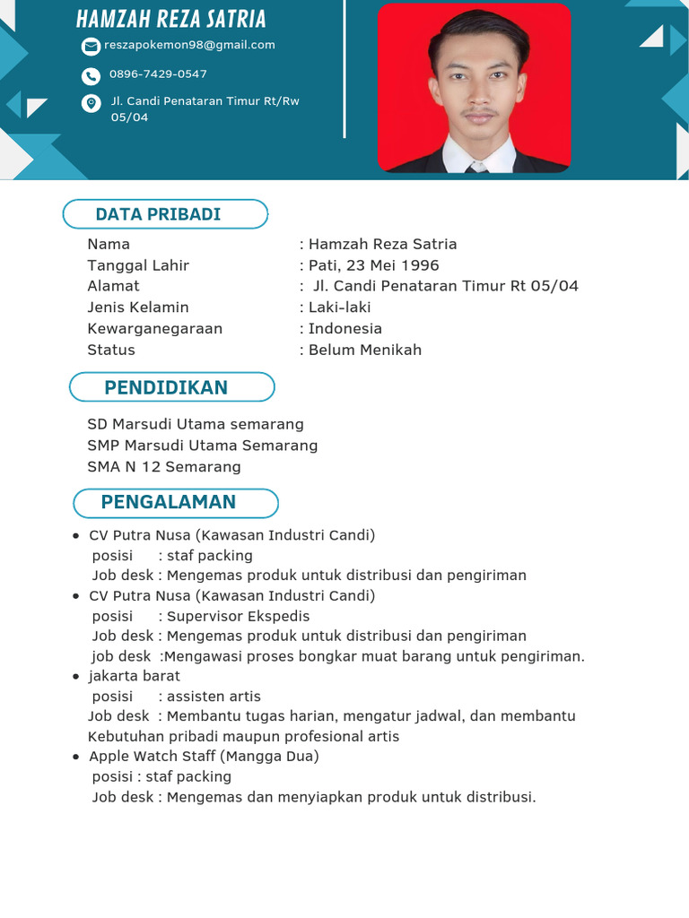 Hamzah Reza Cv. | PDF