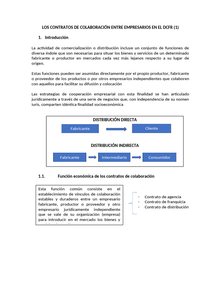 Contratos de Colaboración Empresarial DCFR | PDF | Franquiciamiento ...
