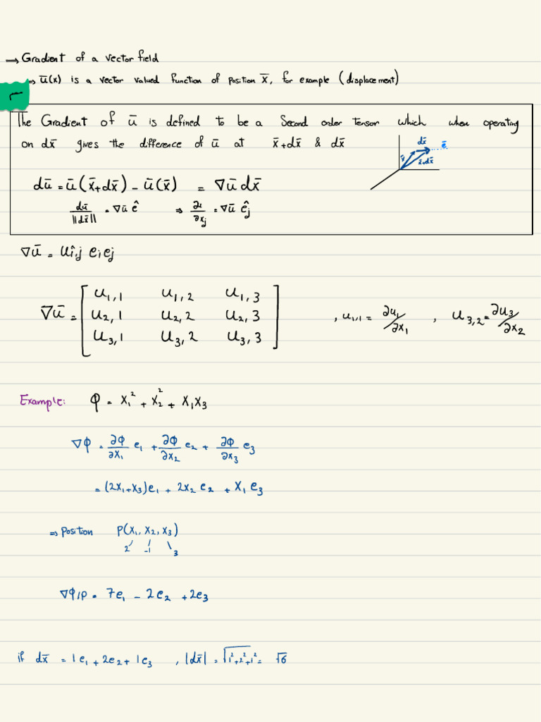 Vector Field Gradient and Divergence Explained | PDF | Continuum Mechanics | Algebra