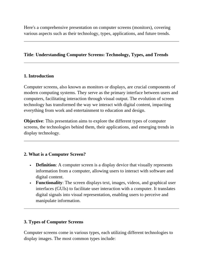 Computer Screens: Types and Trends Explained | PDF | Computer Monitor ...