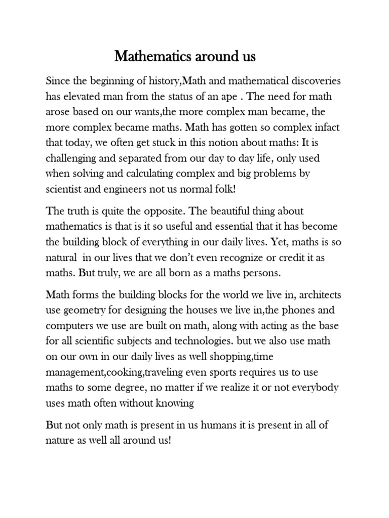 Mathematics Around Us | PDF | Mathematics | Shape