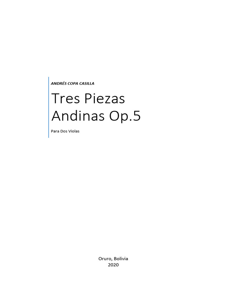 Casilla - Tres - Piezas - Andinas - Op.5 | PDF | Composiciones Musicales