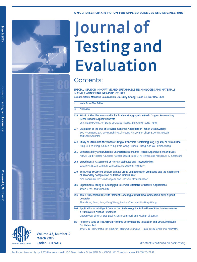 ASTM - Journal of Testing and Evaluation | PDF | Concrete ...