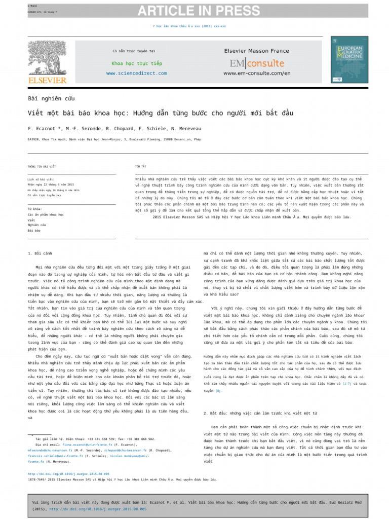 Writing A Scientific Article A Step-By-Step Guide For Beginners | PDF