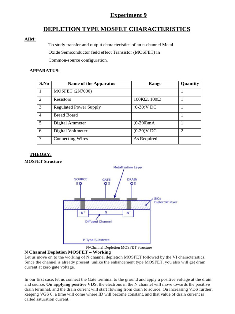 Experiment 9 | PDF | Field Effect Transistor | Mosfet