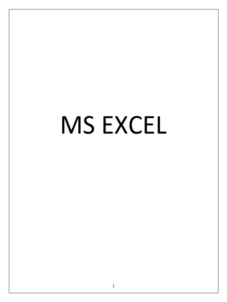 MS EXCEL - PDF 1 | PDF