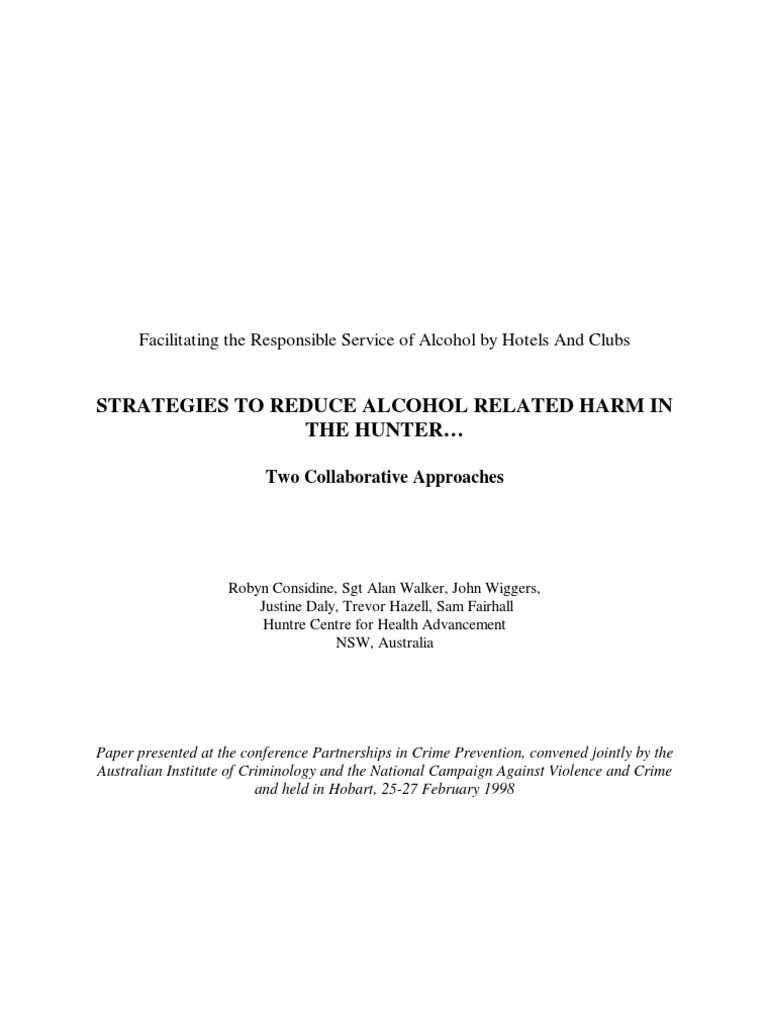 Alcoholic Harm Reduction Strategies | PDF | Crime Prevention | Crime ...
