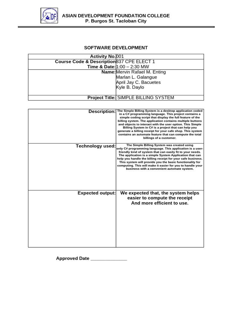 PROJECT PROPOSAL FOR ITP 312L | PDF