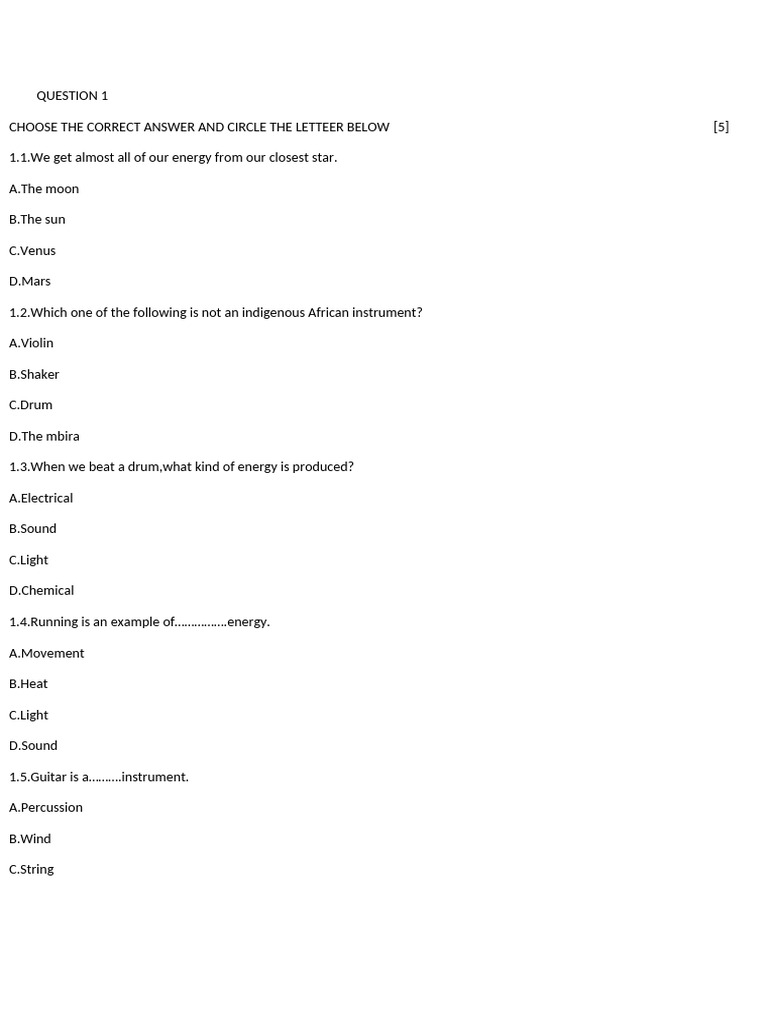 Question 1 | PDF | Sun