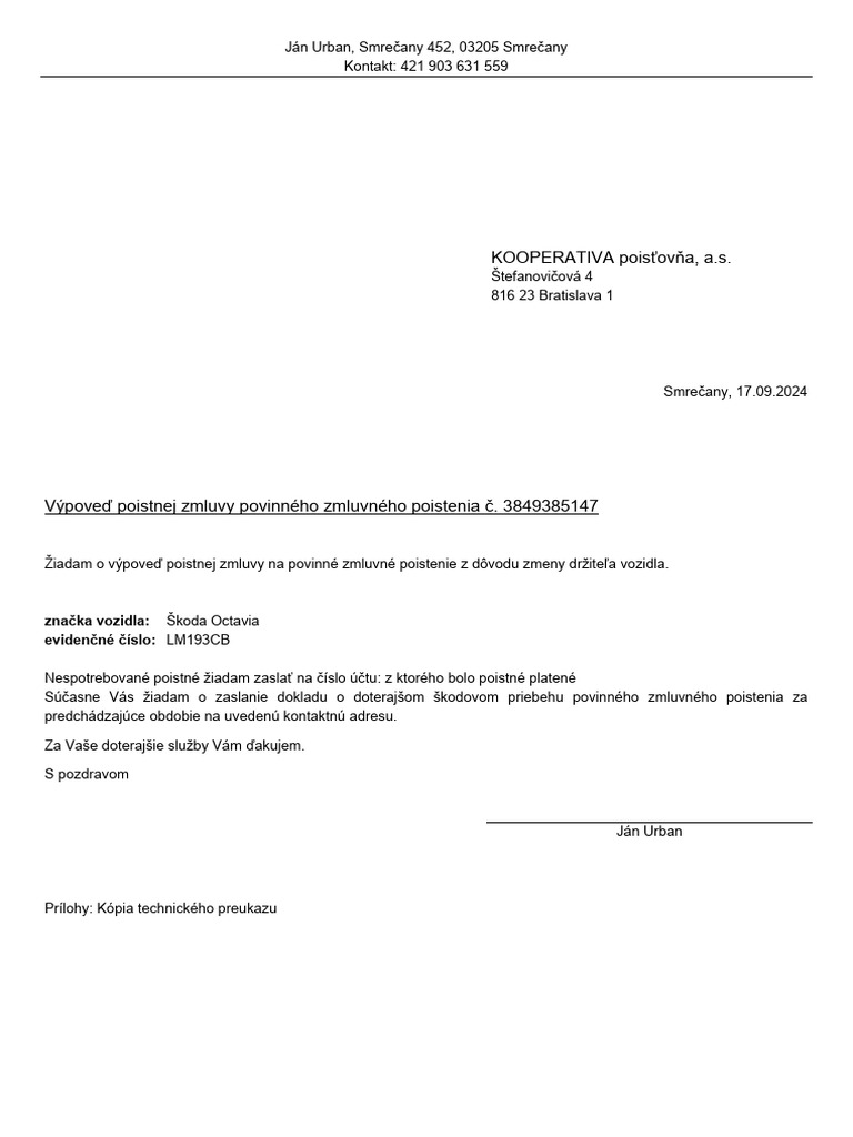 Vypoved 3849385147 | PDF