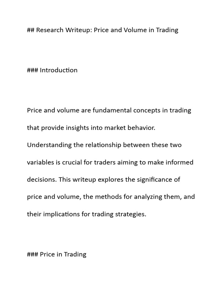 Research Writeup - Price Volume | PDF | Market (Economics) | Prices