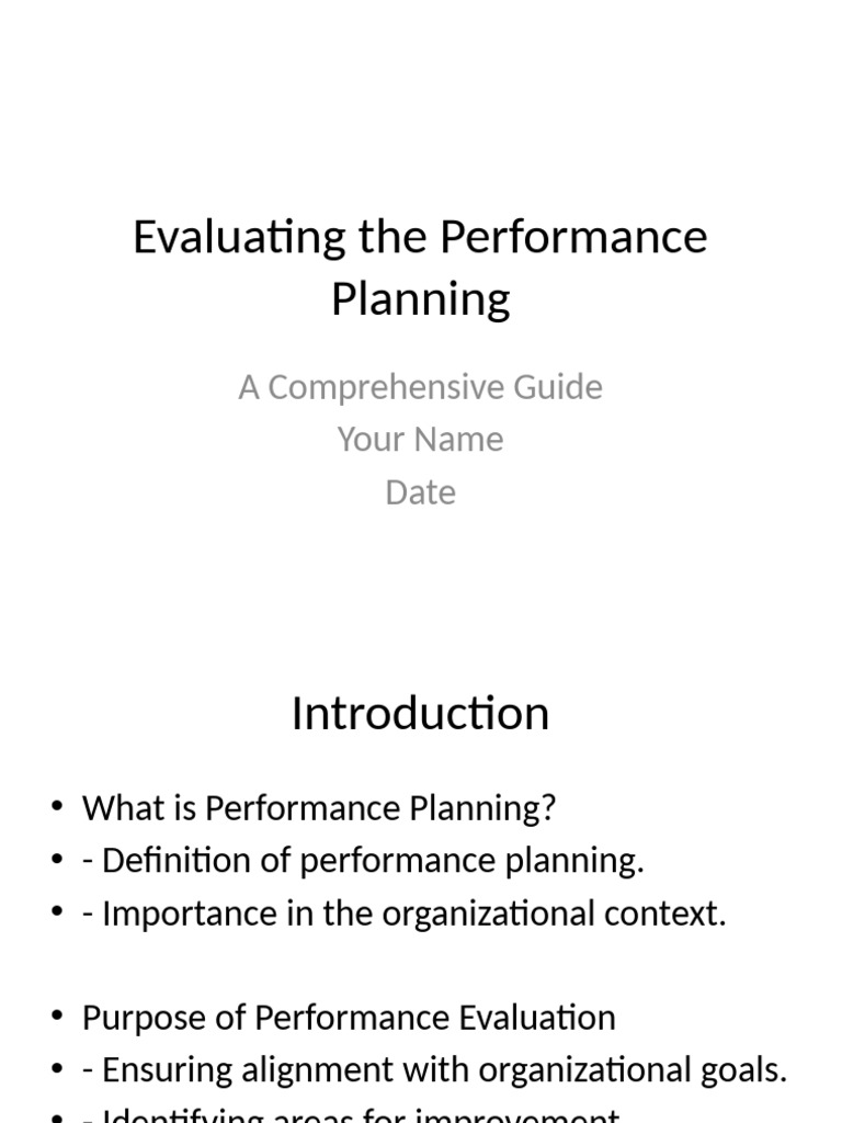 Performance Planning Evaluation Guide | PDF
