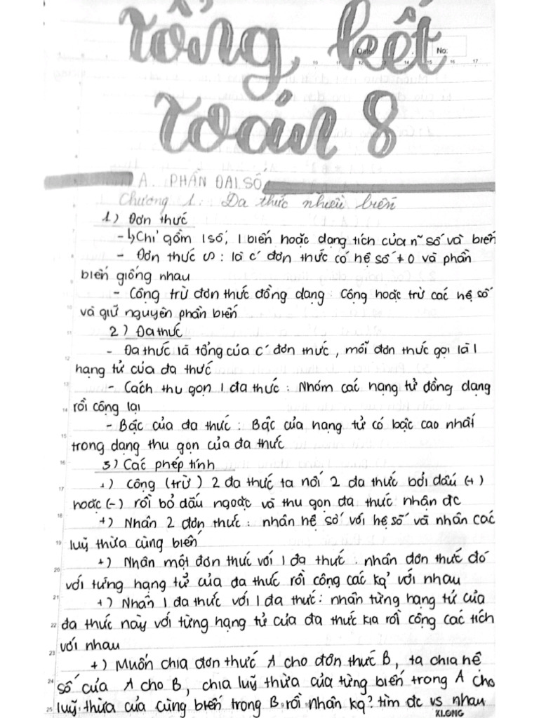 Tổng hợp lý thuyết Toán 8 | PDF