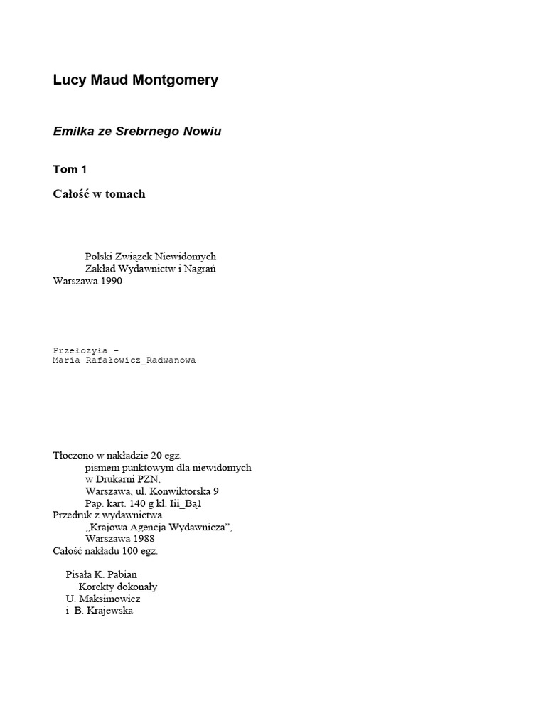 Montgomery Lucy Maud - Emilka 01 - Emilka Ze Srebrnego Nowiu | PDF