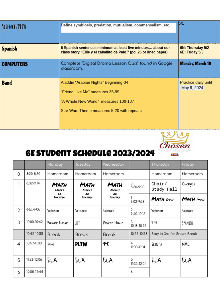 6th Grade Homework 2023-2024 | PDF