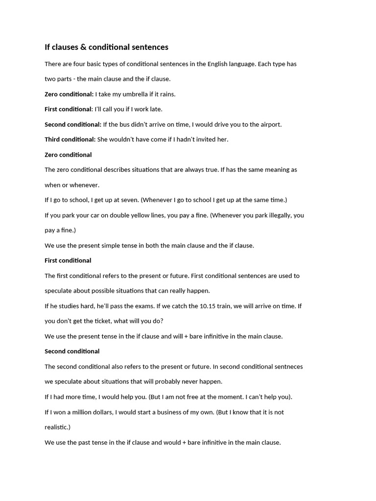 conditional rules and examples | PDF | Verb | Grammar
