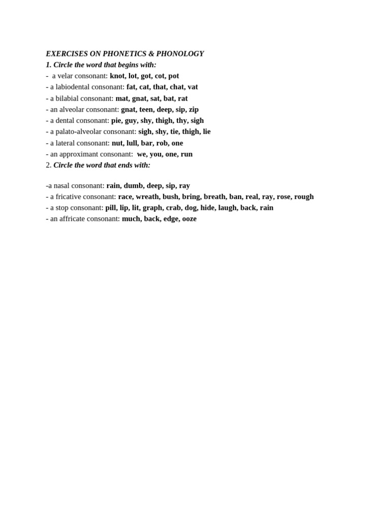 Exercise On Phonetics Phonology On e Sounds | PDF | Language Arts & Discipline | Foreign ...