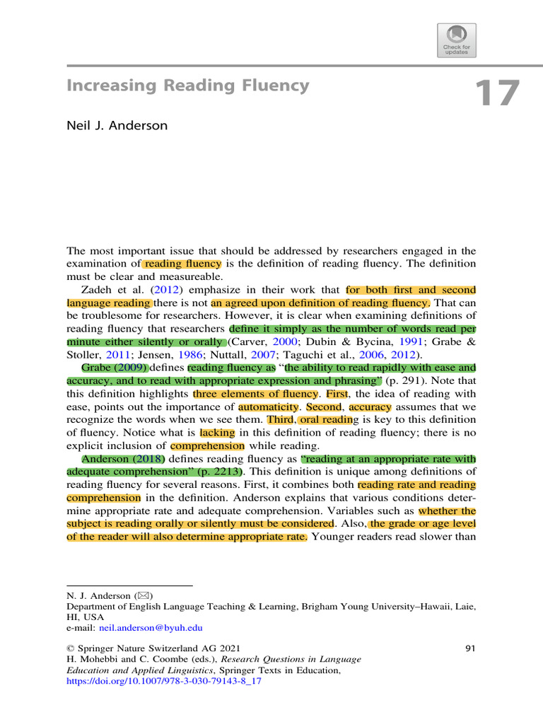 Increasing Reading Fluency | PDF | Fluency | English As A Second Or ...