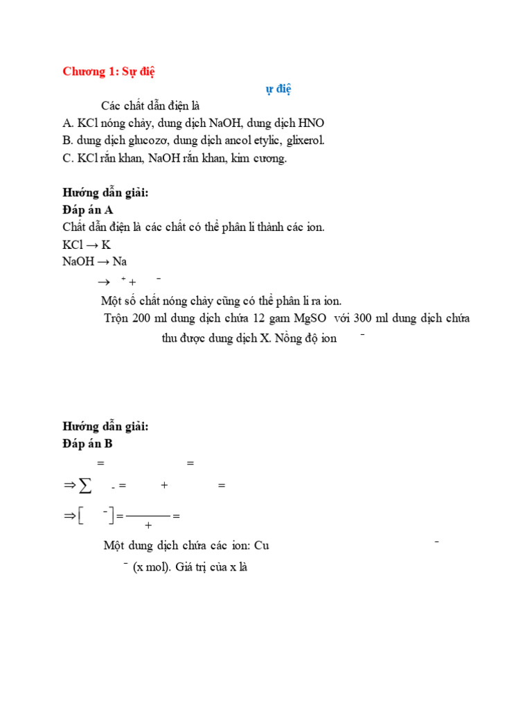 Trac Nghiem Su Dien Li Co Dap An Hoa Hoc Lop 11 | PDF