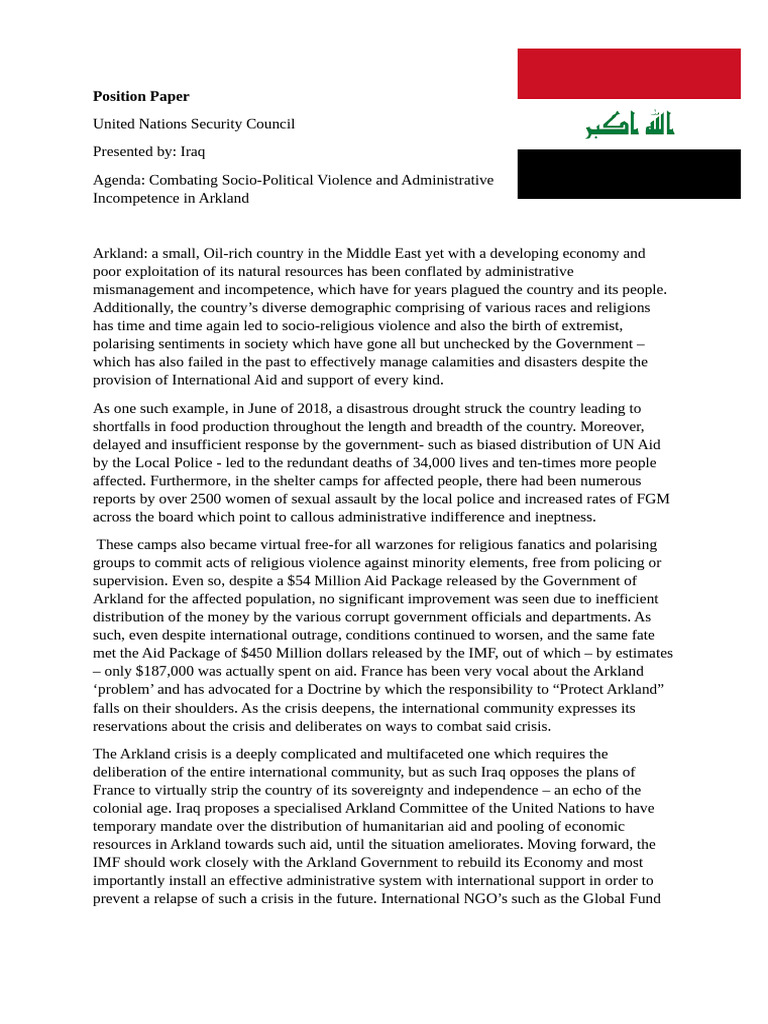 Iraq's UN Proposal for Arkland Crisis | PDF | Aids | International ...