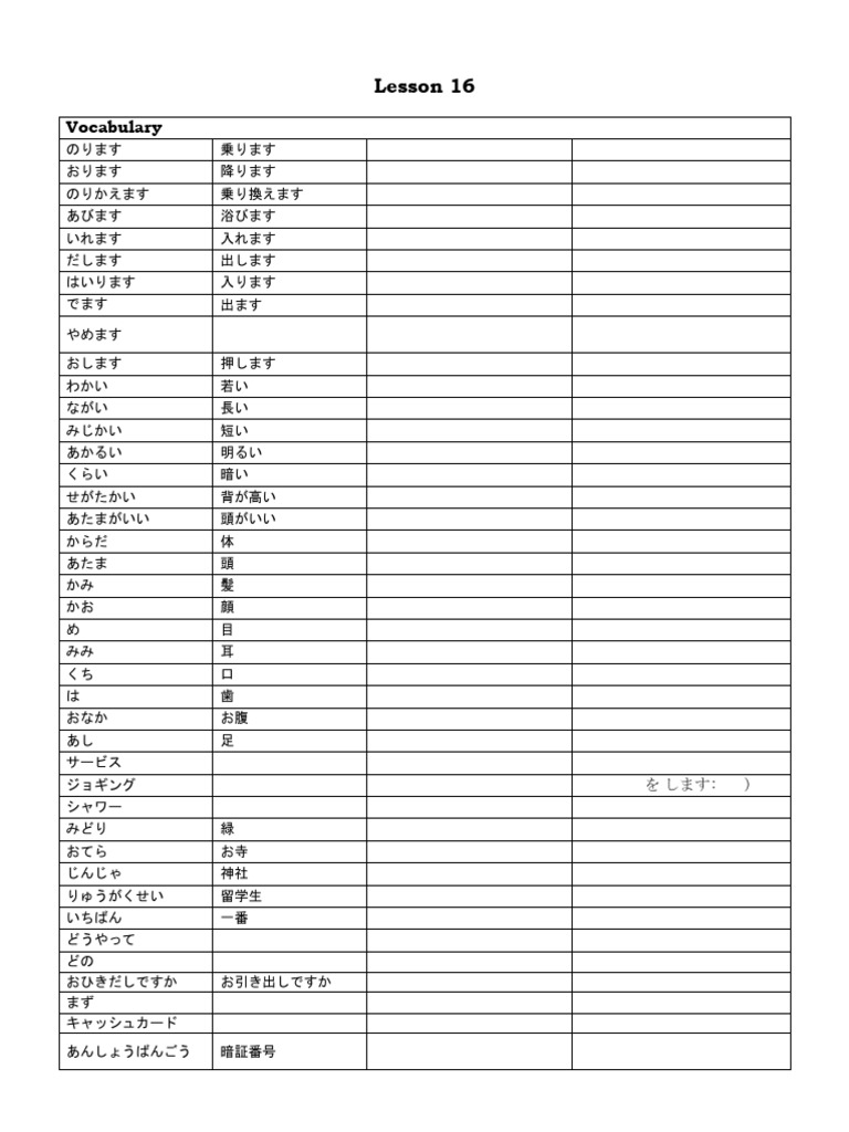 Vocabulary: Lesson 16 | PDF