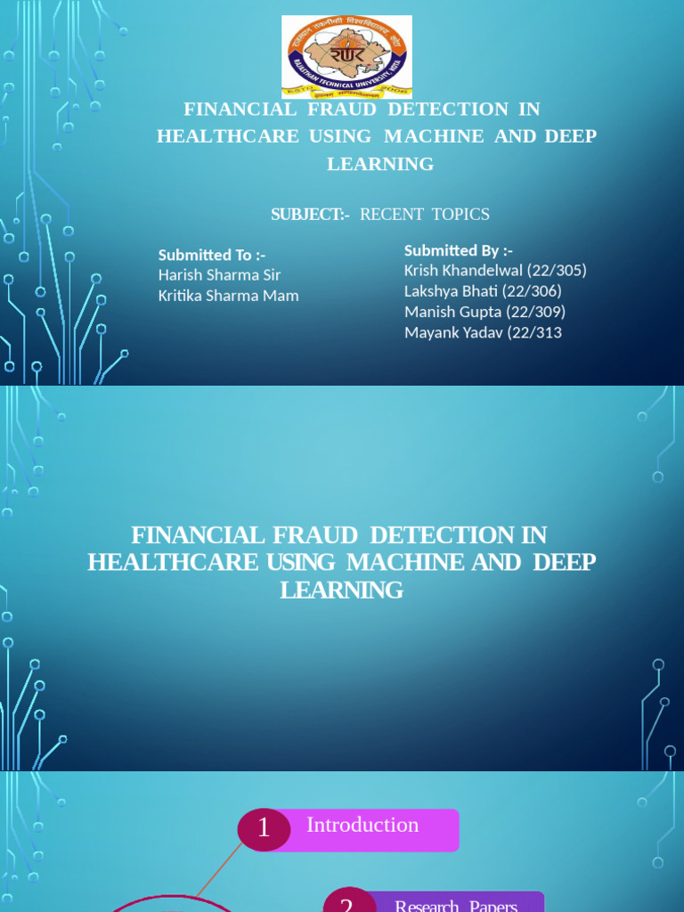 Financial Fraud Detection in Healthcare Using Machine and Deep Learning | PDF | Machine Learning ...