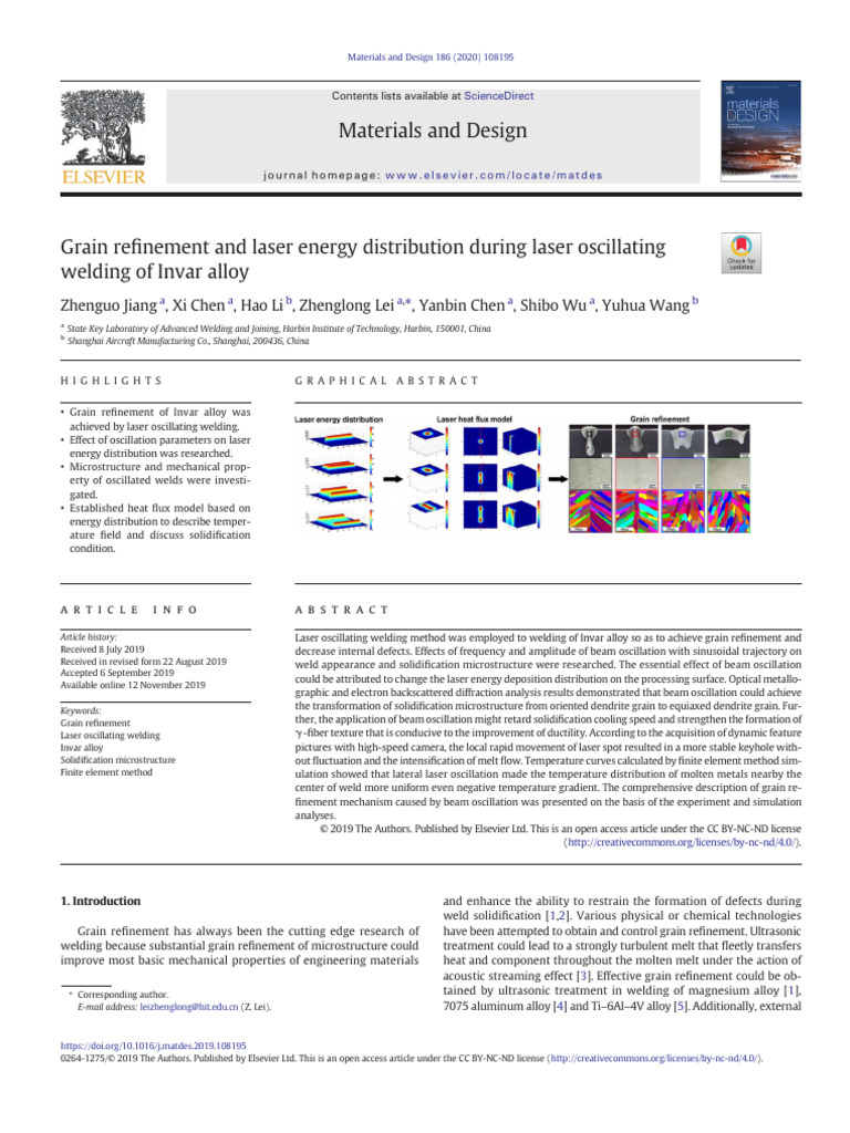 Grain Refinement and Laser Energy Distribution Dur | PDF | Welding ...