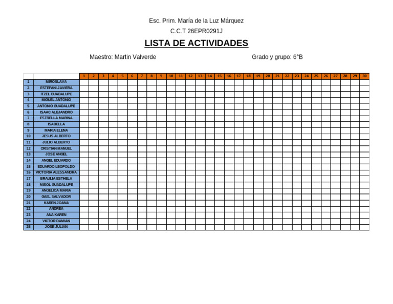Lista de Actividades | PDF