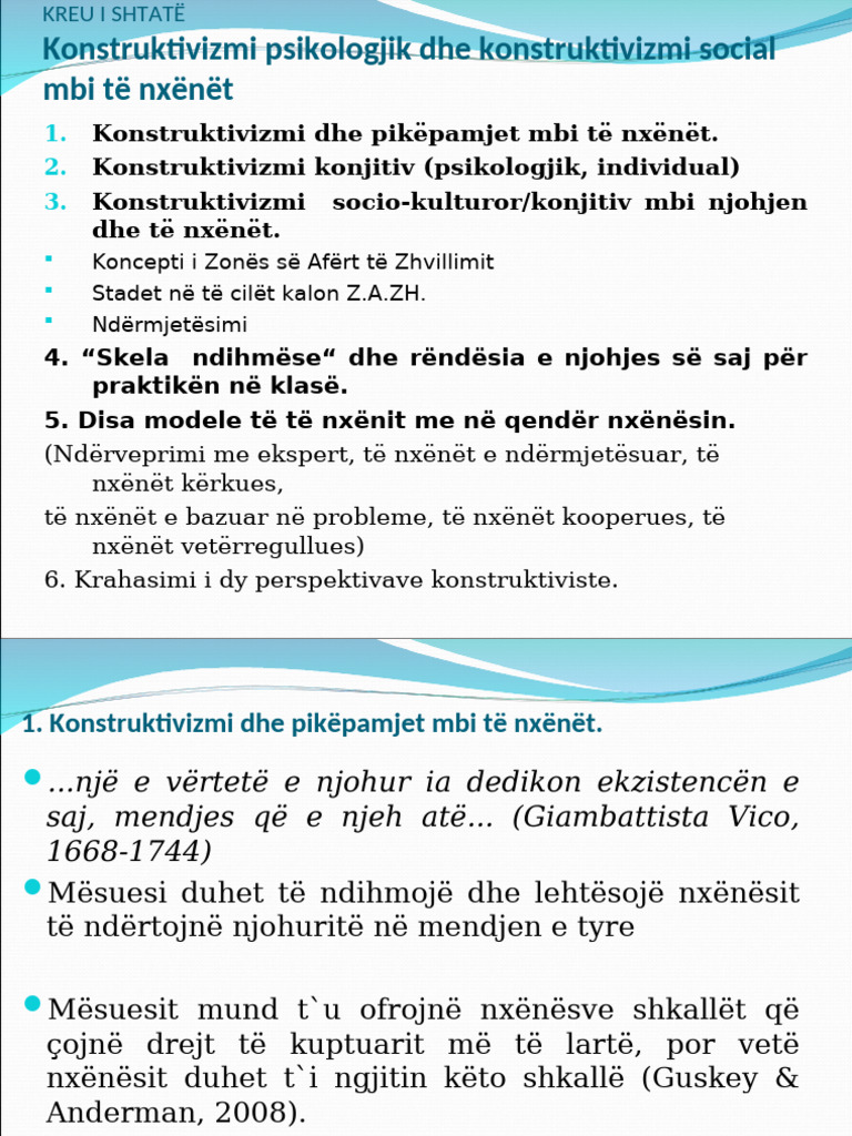 Konstruktivizmi Psikologjik Dhe Social Mbi Te Nxenet | PDF