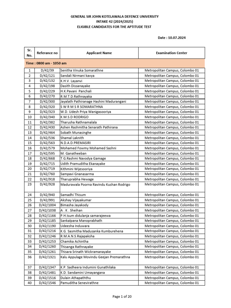 Exam List With Time 10.07.2024 | PDF
